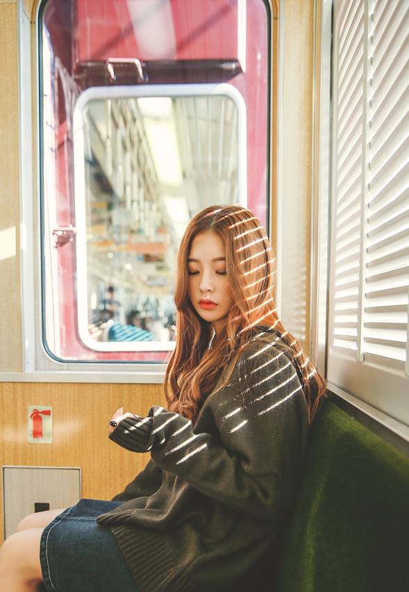 Bora Lim on a train