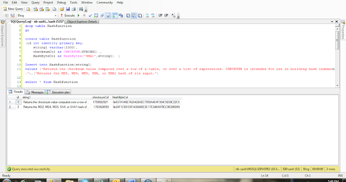 Sql Server Knowledge Sharing Blog Hash Functions To Improve String Comparison And Db Desgin