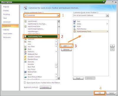 Cara Menampilkan Auto Summary Tools Pada Microsoft Word 2007 | Pemula ...