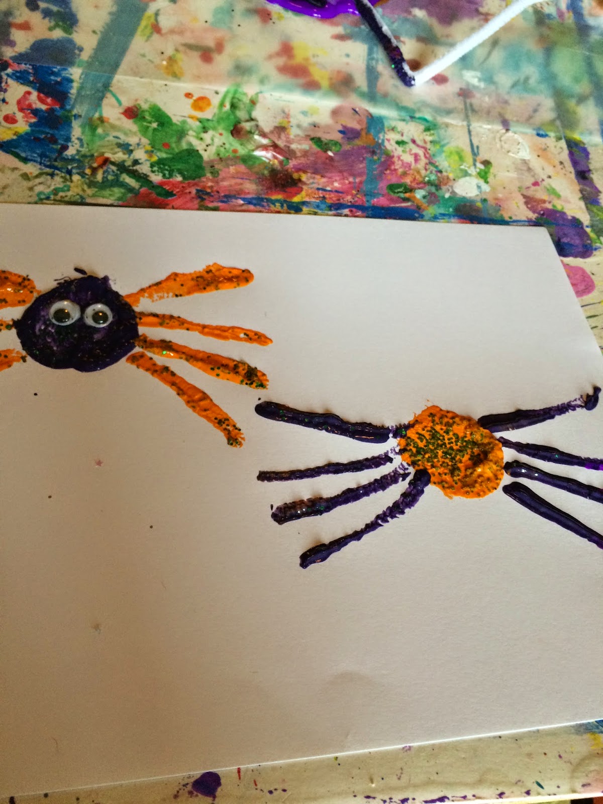 Mini Monets and Mommies: Halloween Spider Kids' Paint Print Art