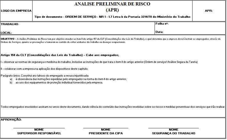 SEGURANÇA DO TRABALHO: COMO MONTAR UMA APR