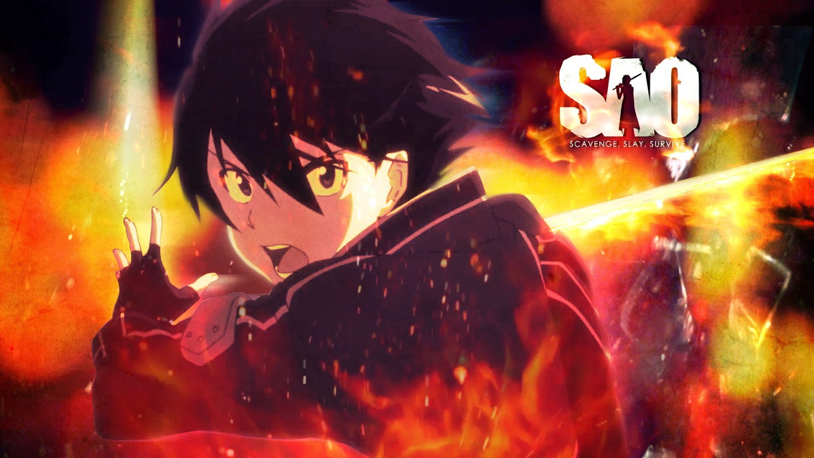 Wallpaper For Komputer: Kirito Fire Sword Wallpaper