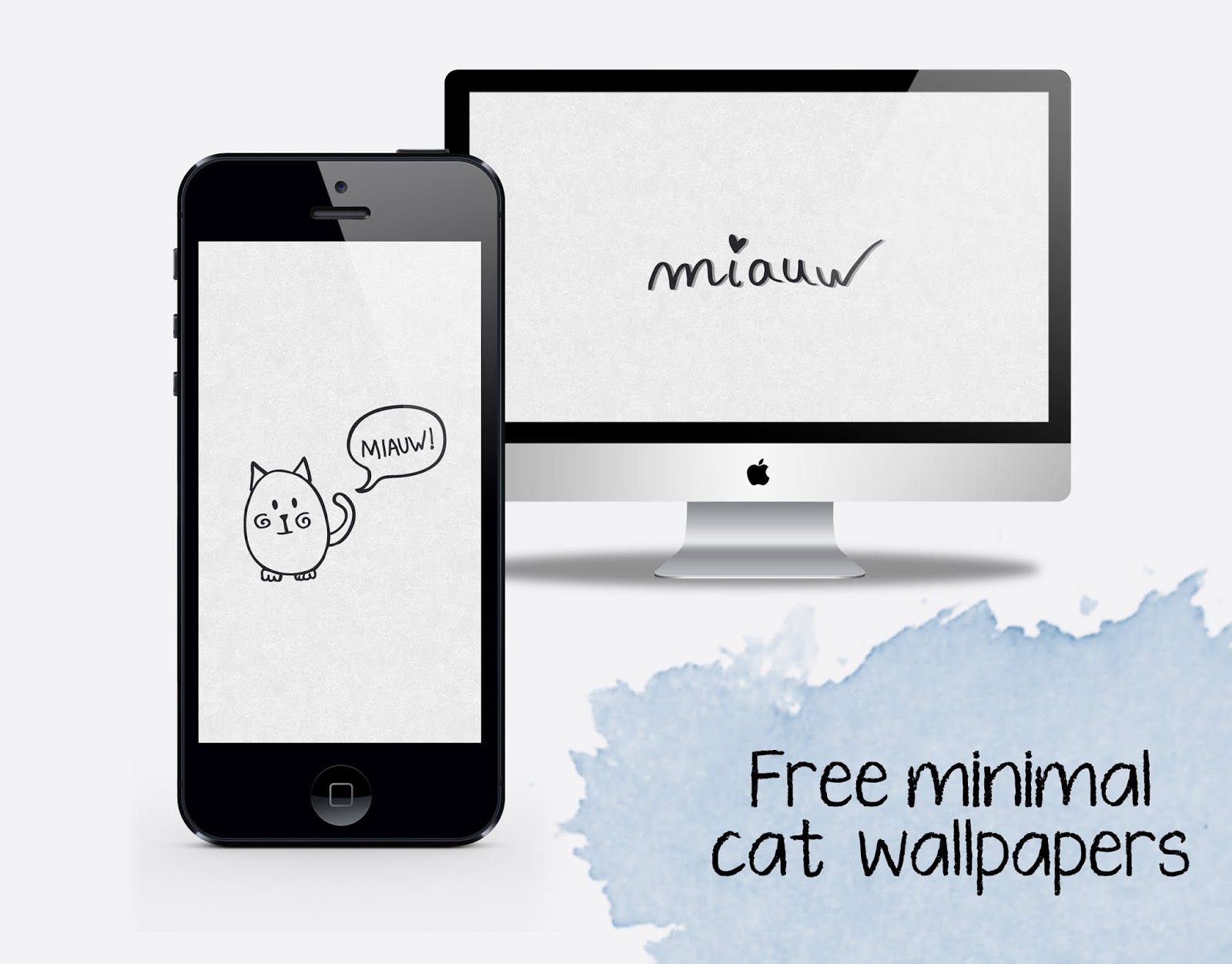 Free minimal cat wallpapers — Curly Made