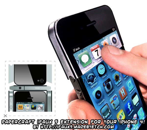 Ninjatoes' papercraft weblog: Papercraft iPhone 4 iFaux 5 extension piece!