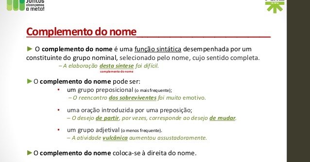 Quem Corre Por Gosto: O complemento do nome