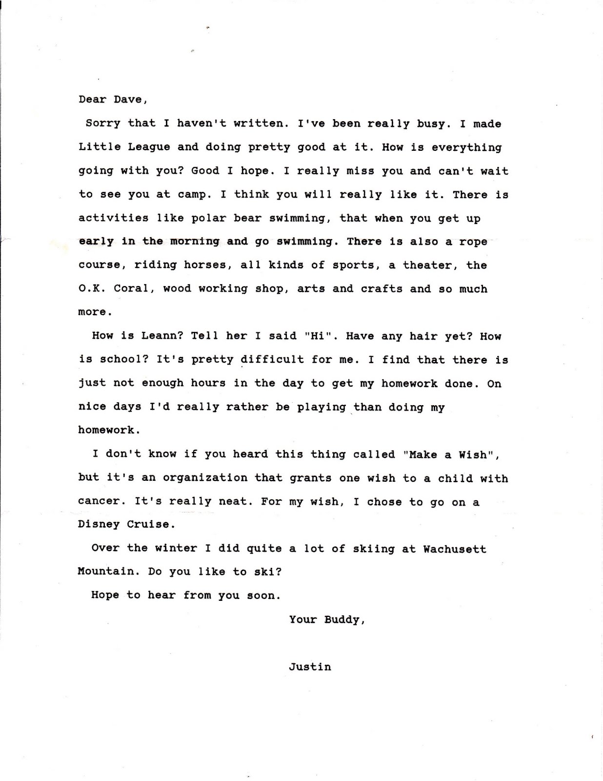 My Life Scanned: Letter from Justin (1993)