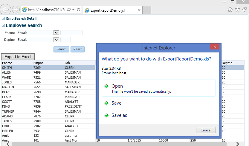 Amit's Java/Fusion Middle Ware/Cloud Blog: How To Generate Report in Xcel/Html Format in ADF 12C