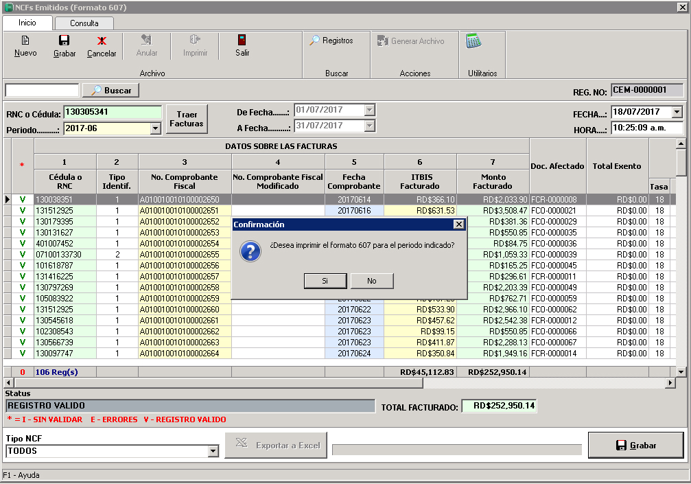 Envio de Informe DGII formato 607 | Enterprise V1.0 | Ayuda y Soporte ...