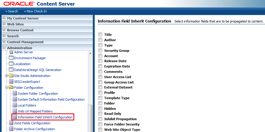 Oracle WebCenter Content (UCM): Propagación de metadatos de las carpetas