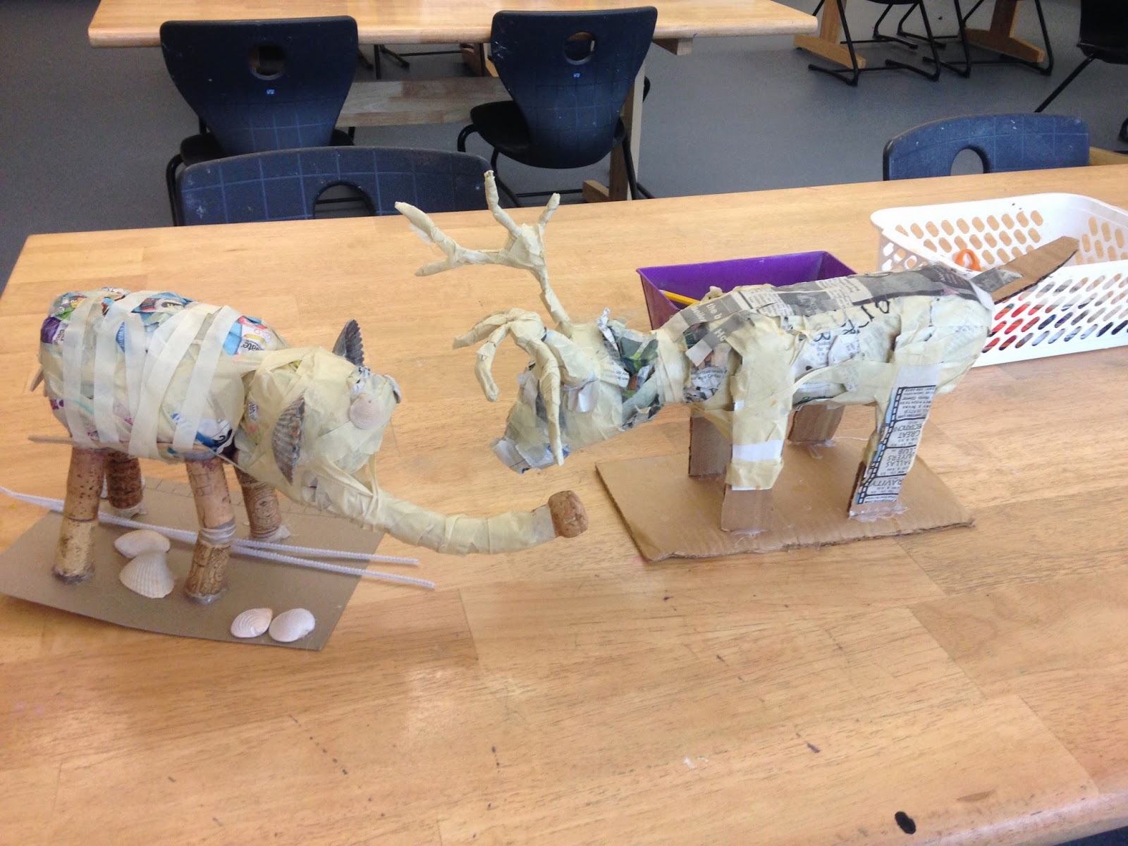 Oak Creek East Middle School Art Class: 7th grade Paper-Mache Sculptures