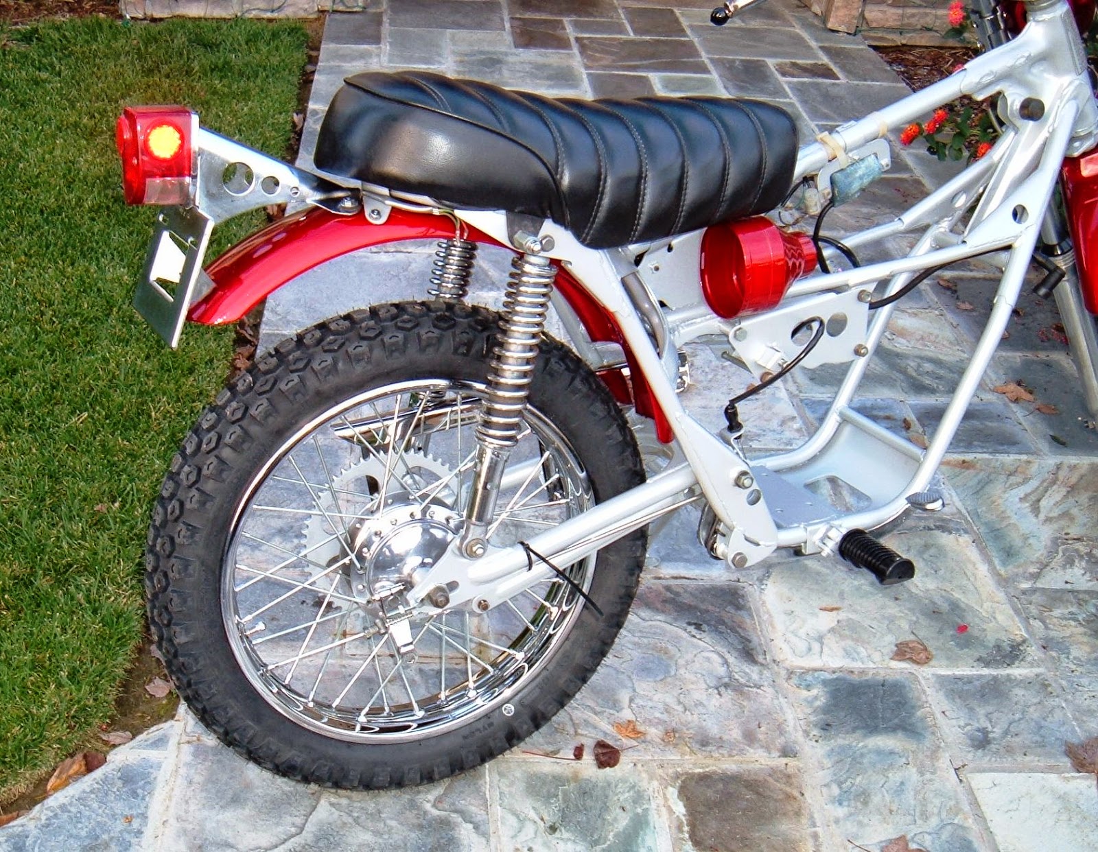 1969 Honda SL90: Red Honda SL90 Rear Wheel - Completed and Installed