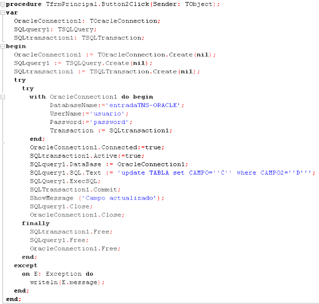 Lazarus (freepascal), acceso a Oracle, segunda parte