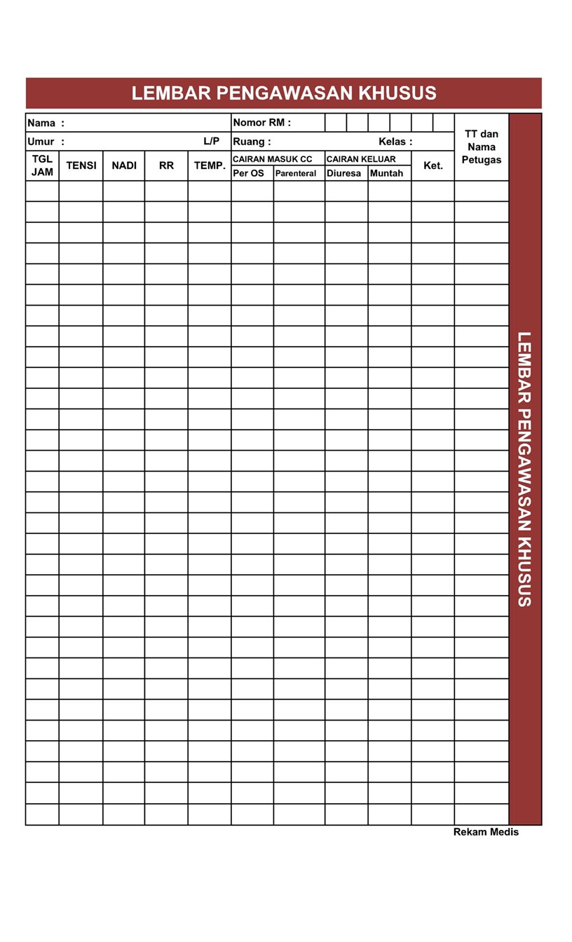 CONTOH REKAM MEDIS FORMAT LEMBAR PENGAWASAN KHSUSUS - EBOOK YUFLIHUL KHAIR