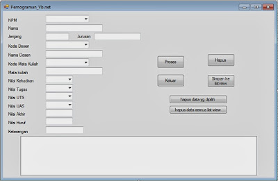 Hikmah Khairani: Contoh program Vb.net Form Nilai Mahasiswa