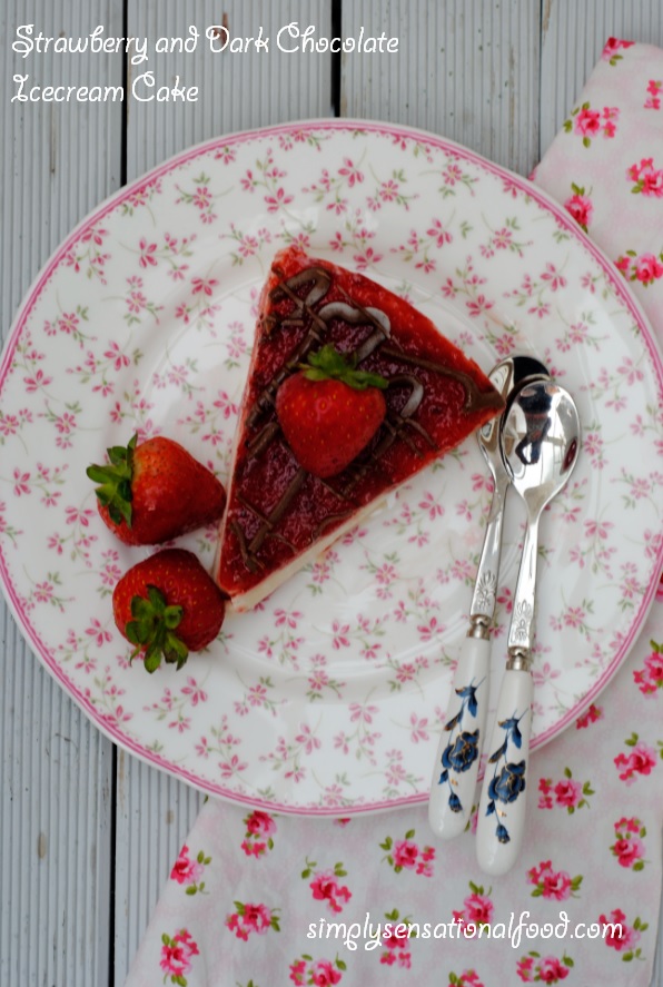 Strawberry and Dark Chocolate Ice cream Cake | simply.food