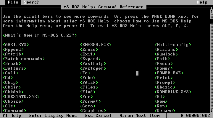 DOS 명령어 / 모든 도스 명령 목록; MS-DOS Command
