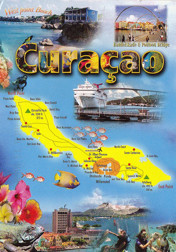 Postcard A La Carte: Curacao - Map postcard