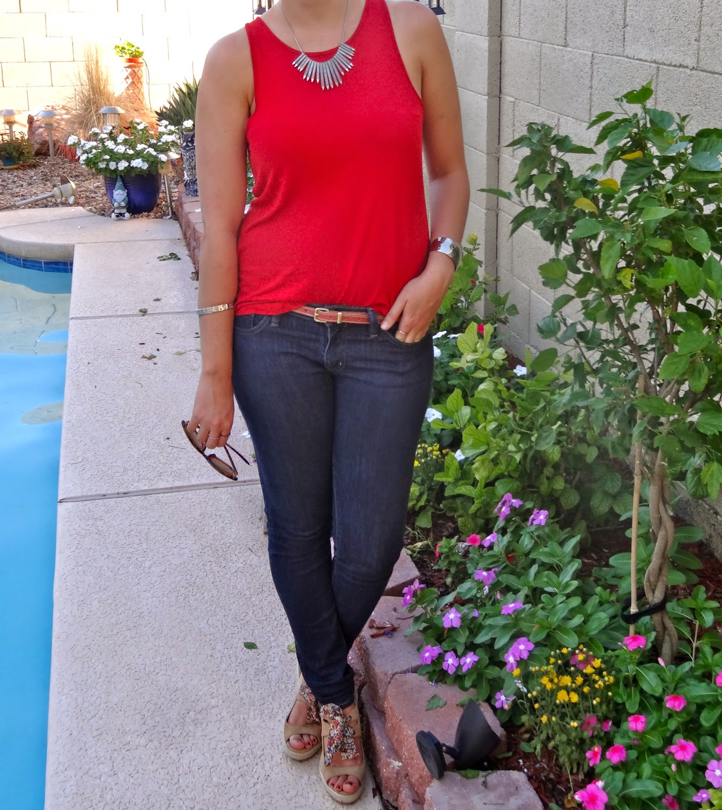 Lunavida Tanked Tank Top Denim Wedges
