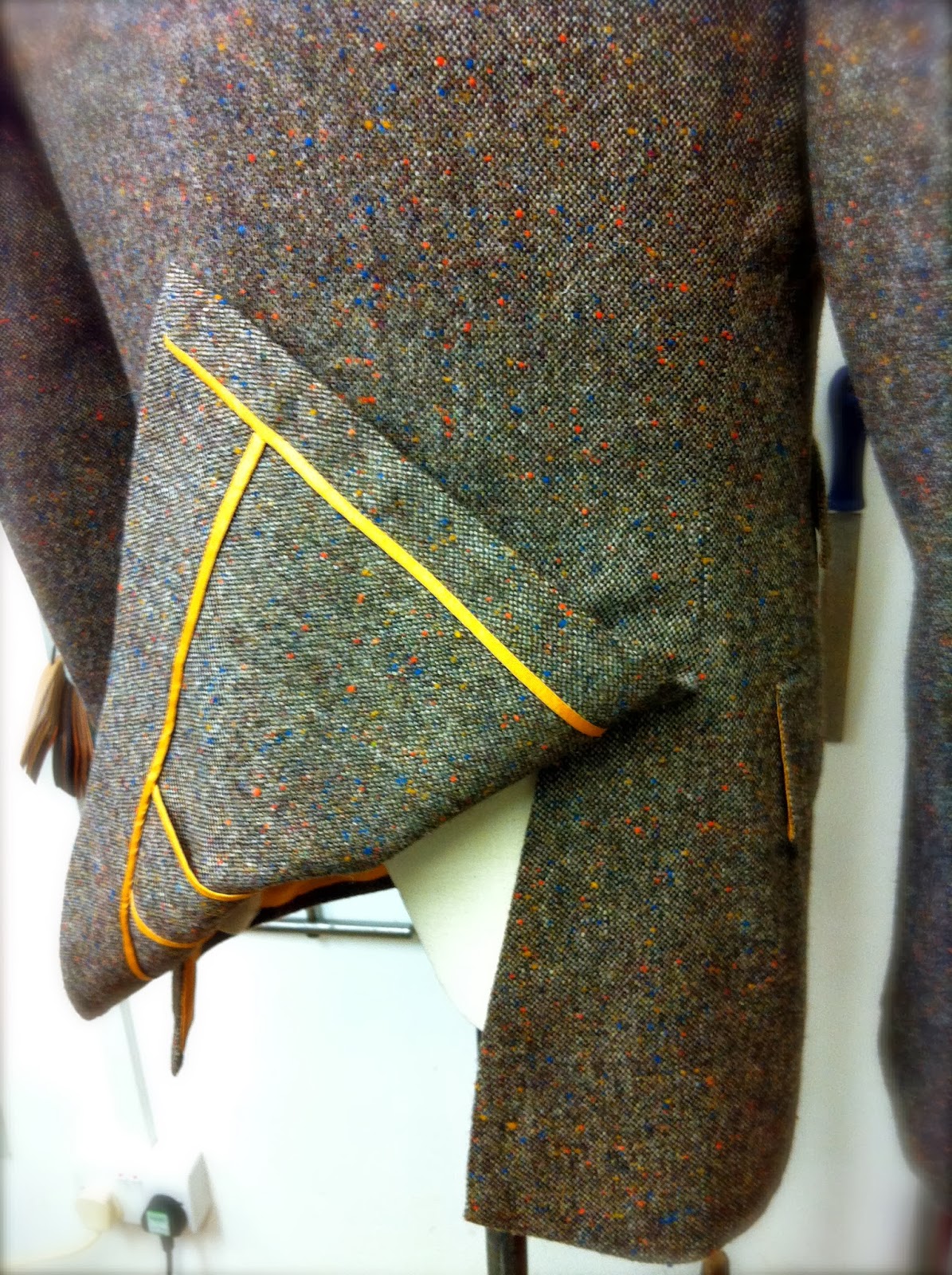 DAVIDE TAUB: Mid-Grey Herringbone Flannel DB 2-Piece Suit w/. High ...