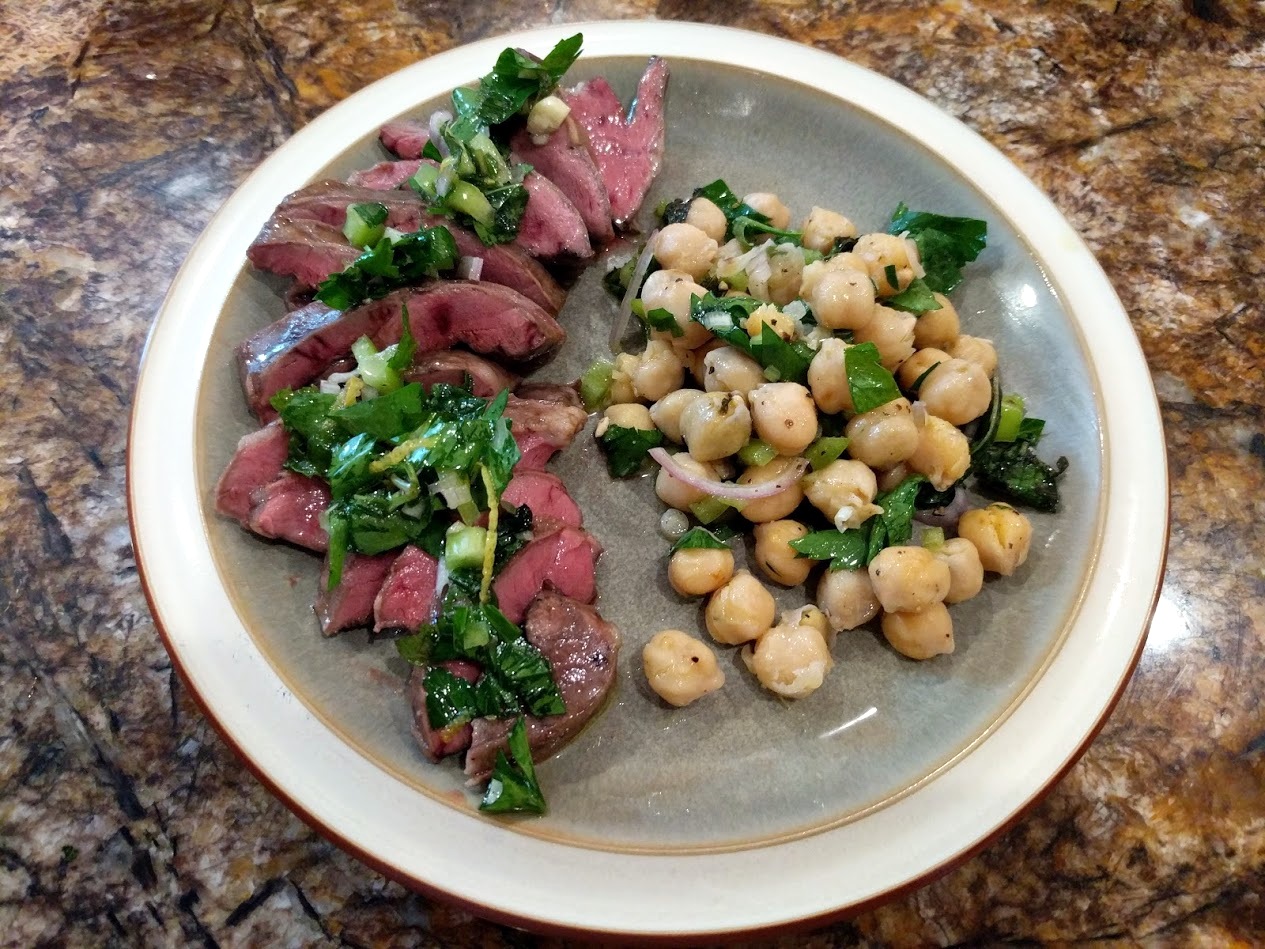 Chef Bolek: Broiled Lamb Hearts with Salsa Verde and Fresh Chickpea Salad