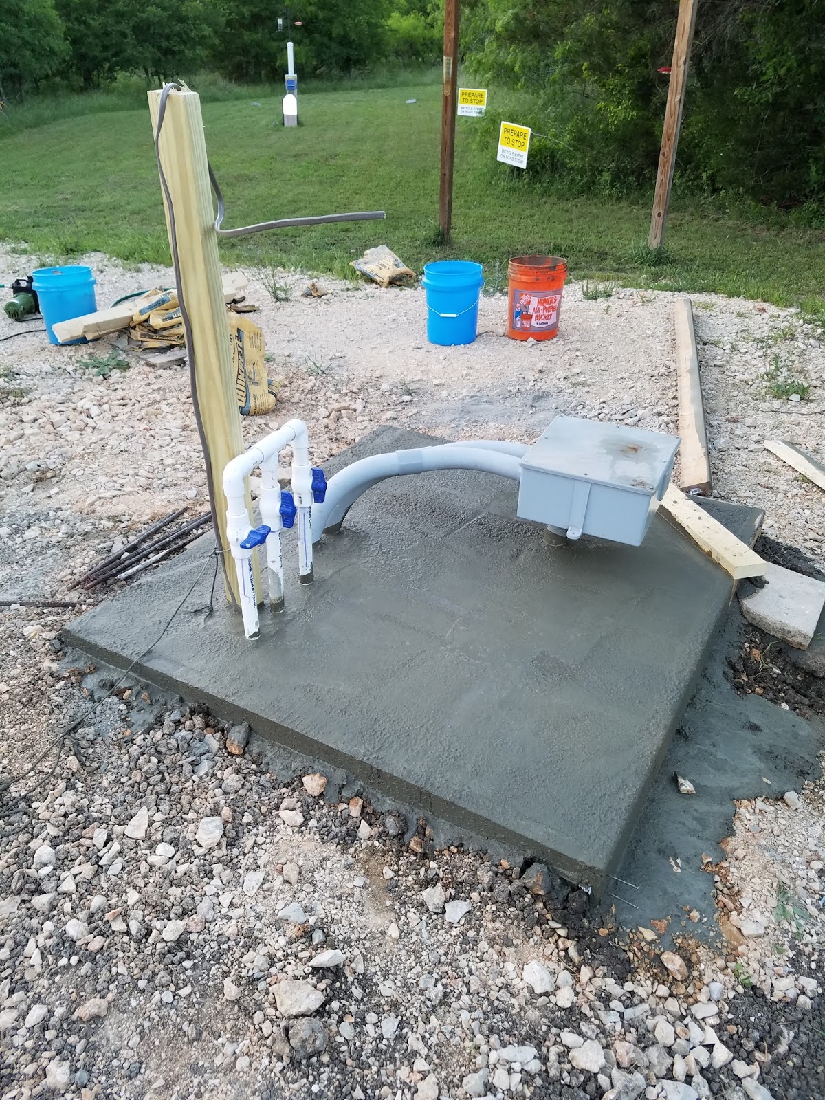 Concrete slab poured for the base on the pump house