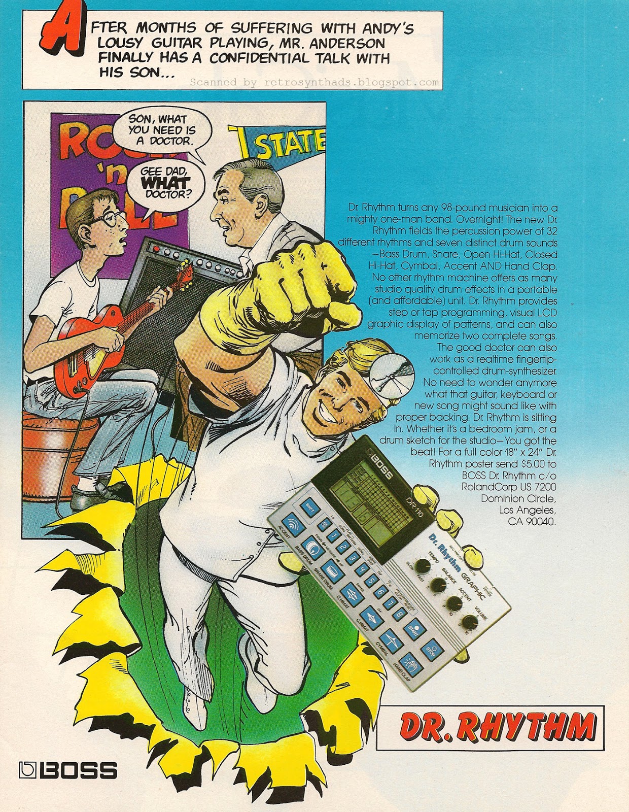 MATRIXSYNTH: 1983 Boss Dr. Rhythm DR-110 Comic Ad