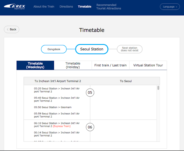 AREX: Check Korea Airport Railroad AREX Train Timetable before your trip