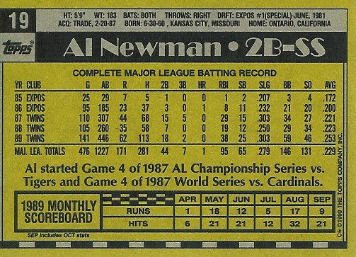 1990 Topps : #19-Al Newman
