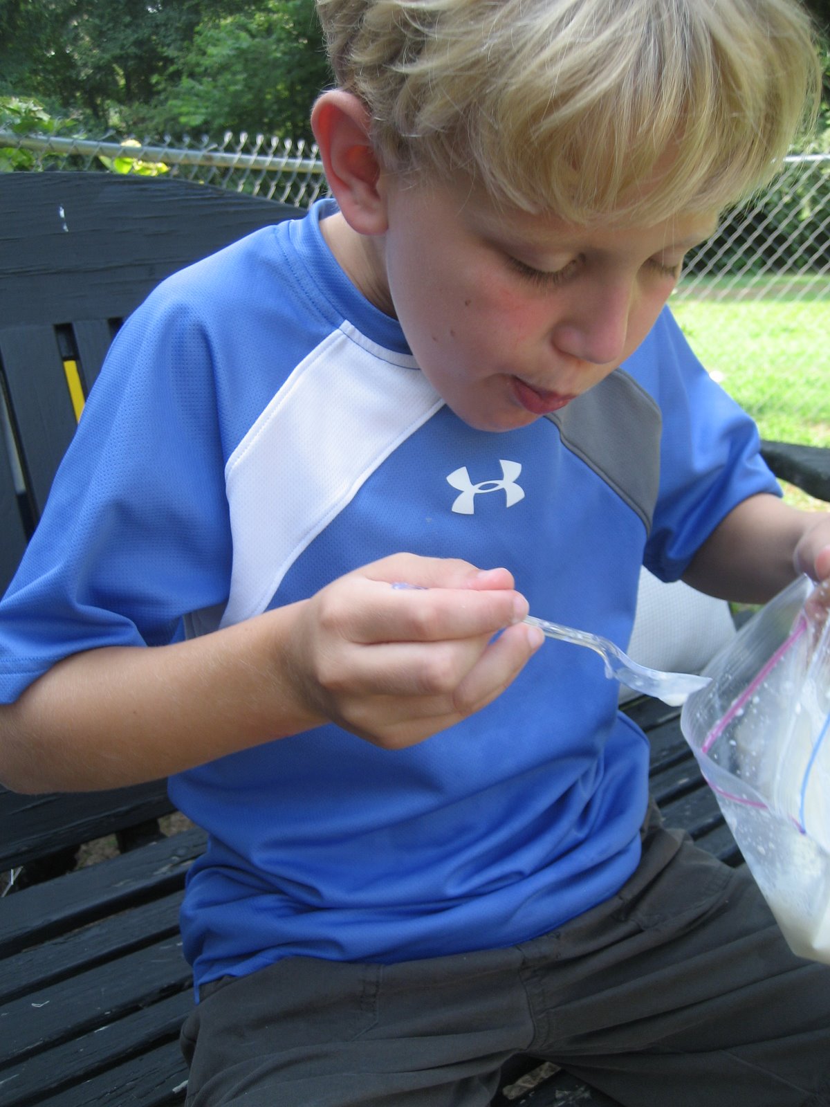 a chocolate house: ziplock ice cream.
