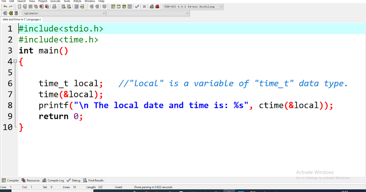 Show Date And Time In C Language