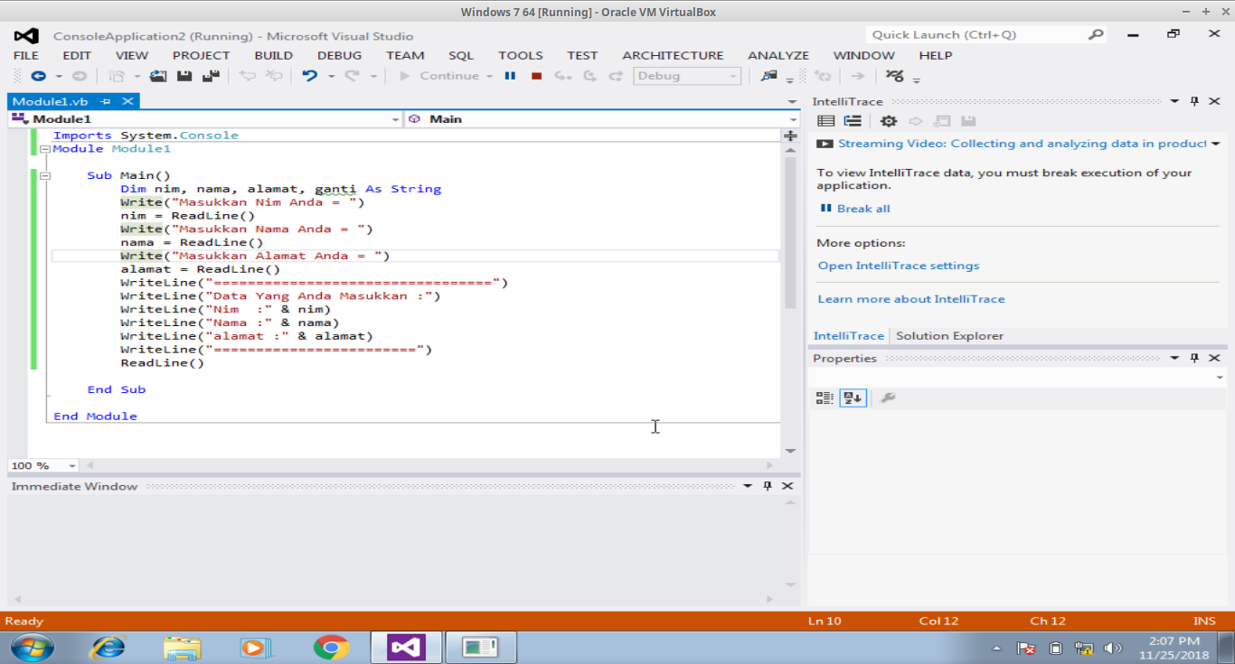 Coding Console Application Input Nim, Nama, Alamat - GrowthRich