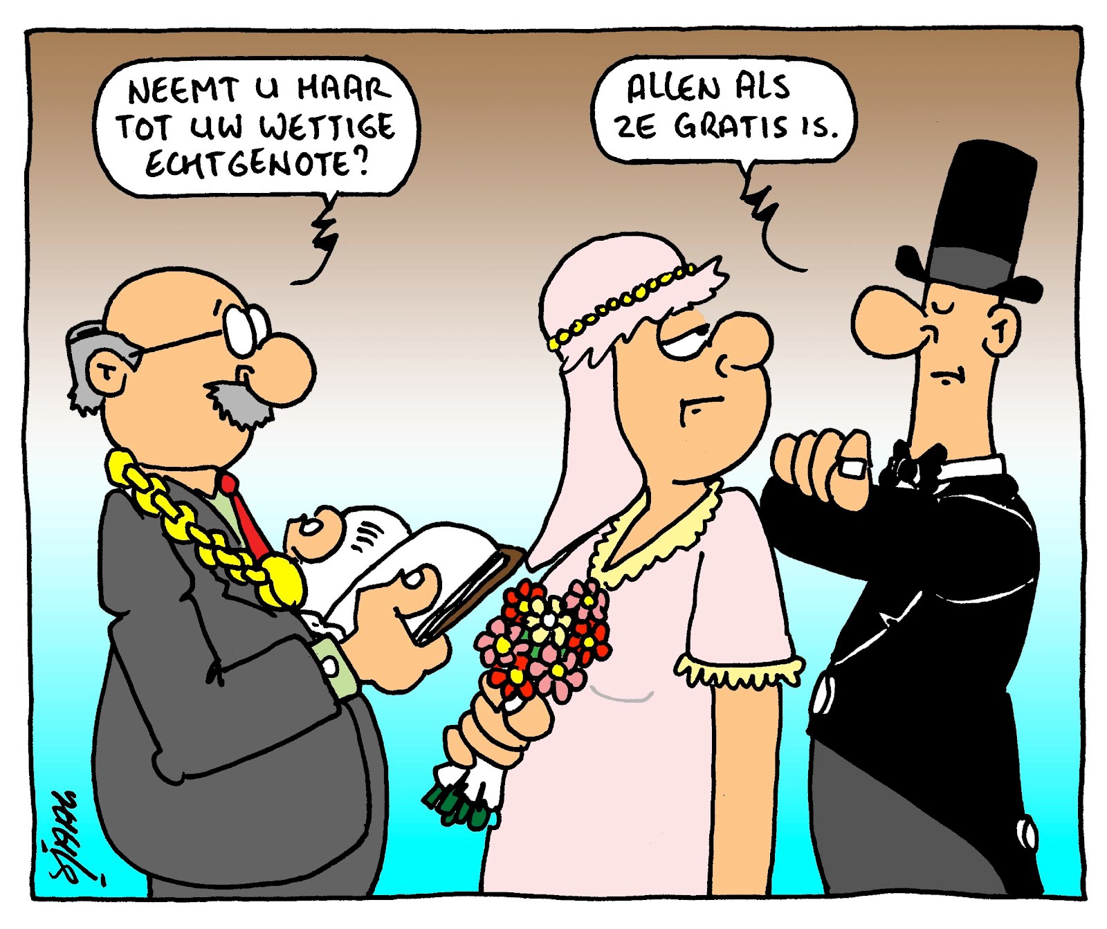 Cartoon van de Dag: D66 wil gratis trouwen afschaffen.