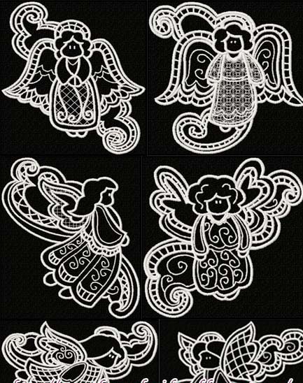Dreams Free Embroidery: Outline Angels Free Embroidery
