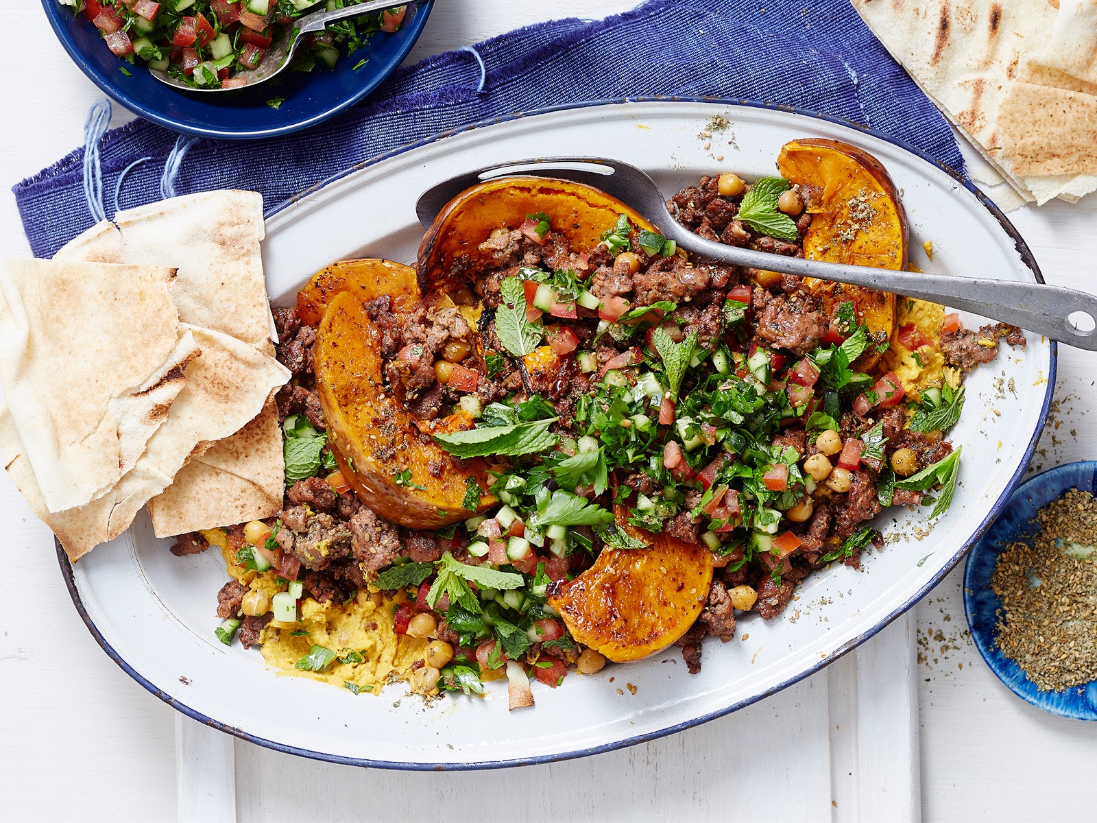 Crispy Lebanese lamb and chickpeas with pumpkin hummus recipe ...