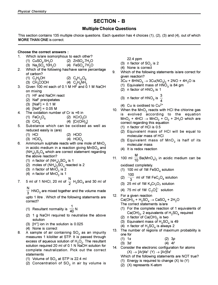 Physical Chemistry Question Bank (Complete Syllabus) | All Study Guide ...