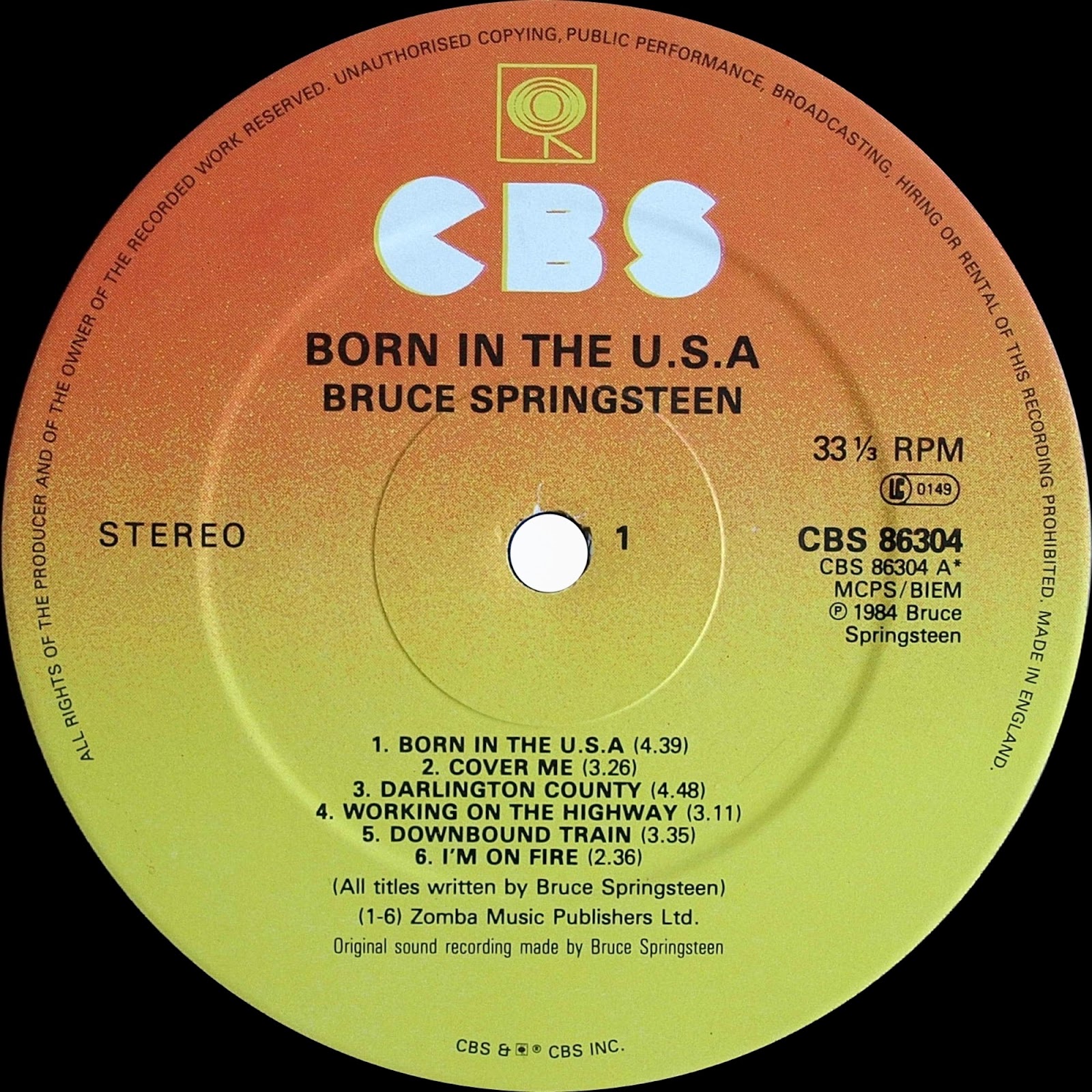 1984 Born In The U.S.A. - Bruce Springsteen - Rockronología