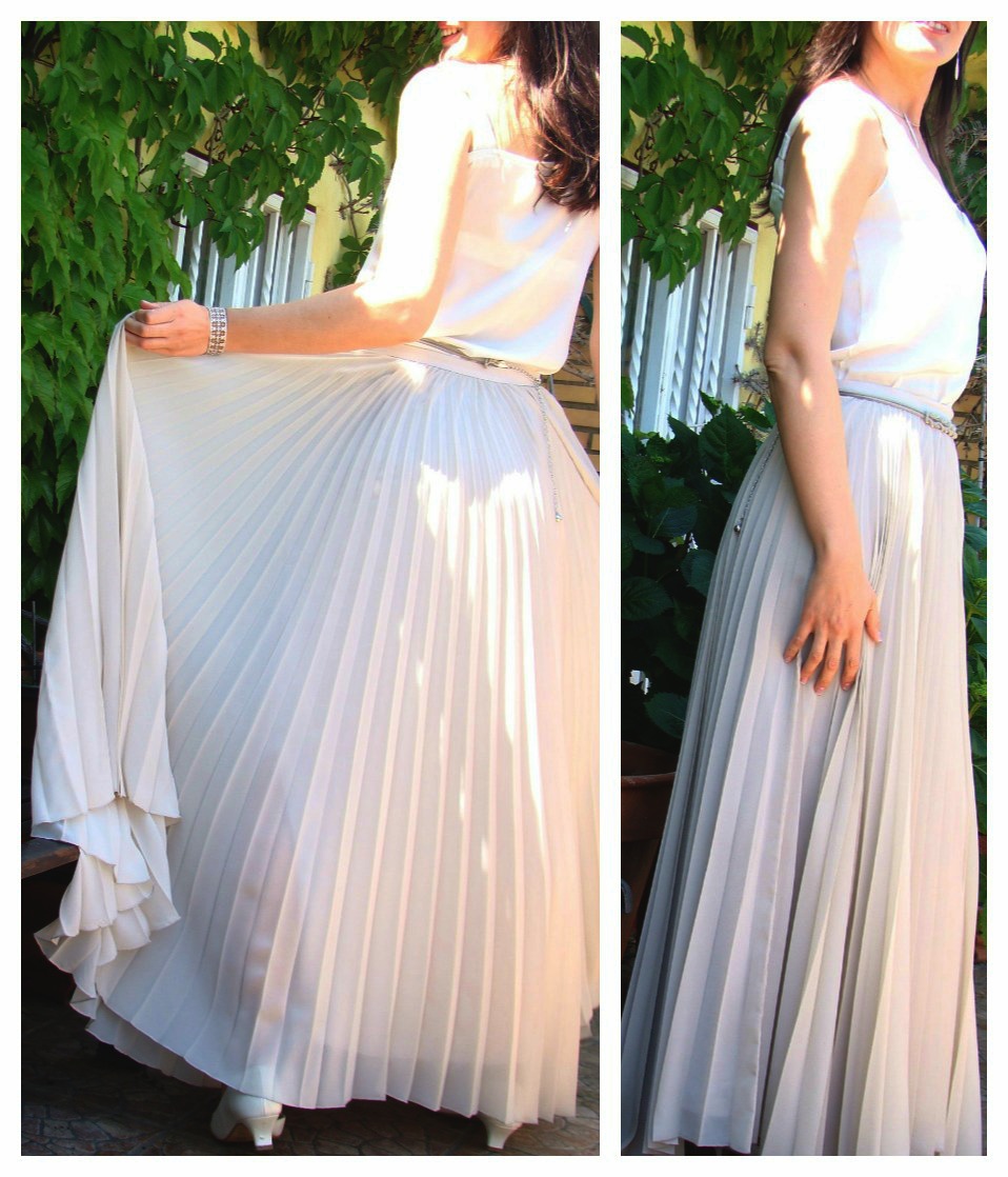 Maxifalda plisado soleil ~ Moda en la Costura