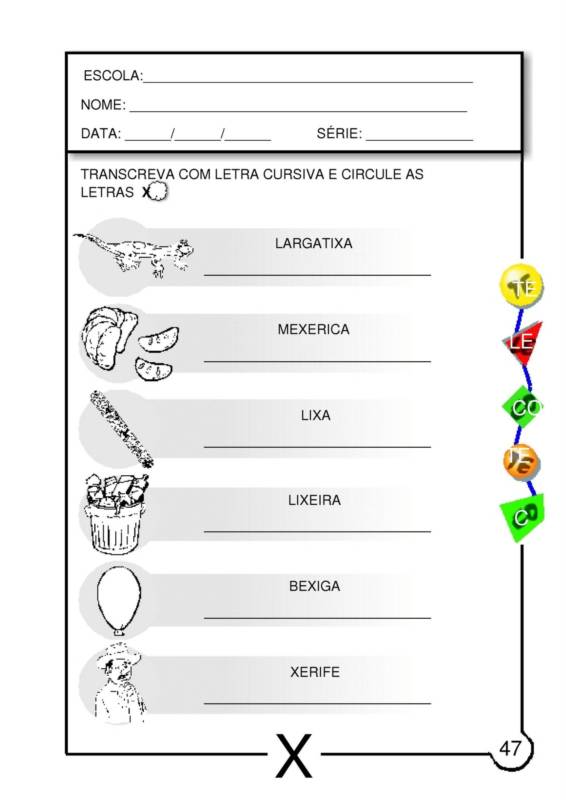 ENSINANDO E APRENDENDO COM A PROFª ANA ALICE: ATIVIDADES COM A LETRA X