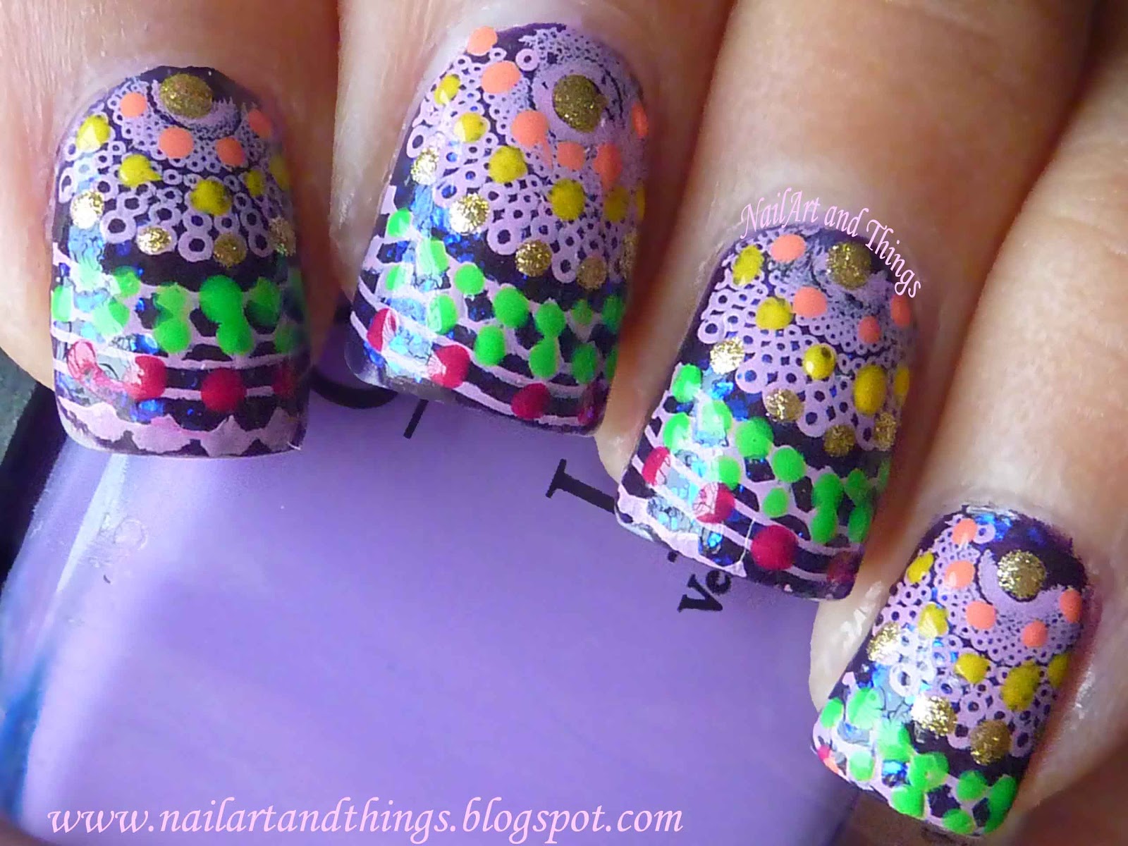 NailArt and Things: Colourful Festive Mani: Lotus herbals:Plum Delight