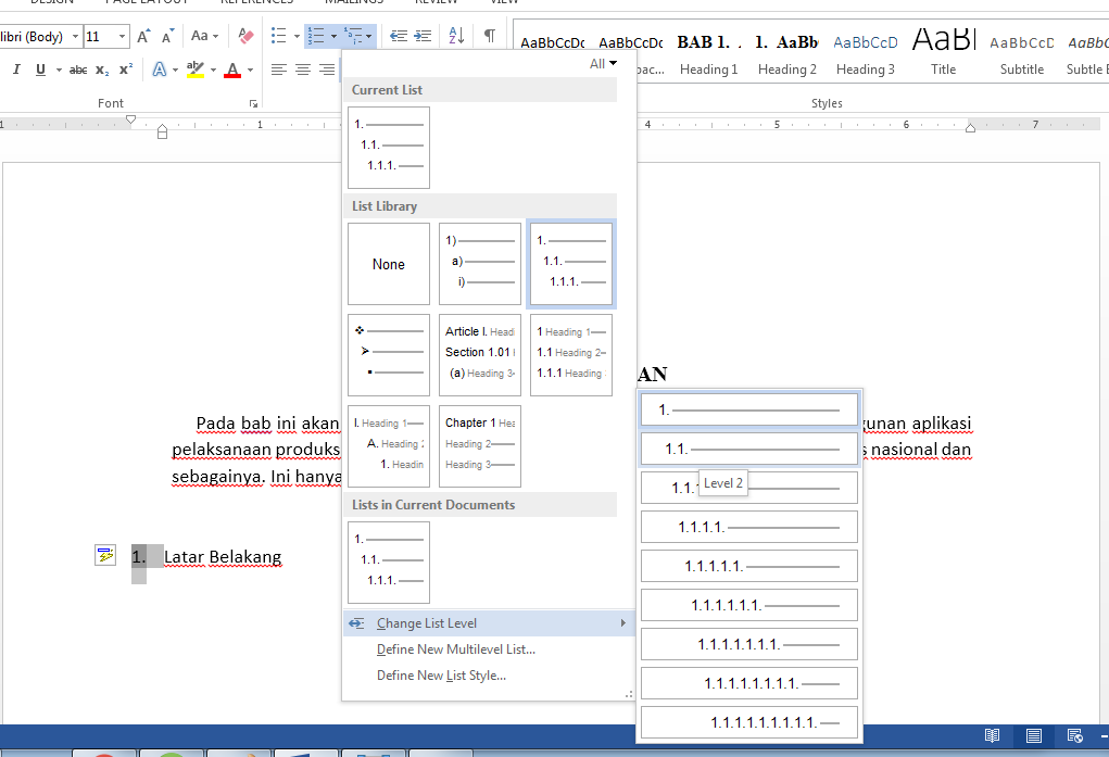 TUTORIAL UNTUK HEADING BAB, SUB BAB, dan SUB-SUB BAB PADA MS. WORD ...