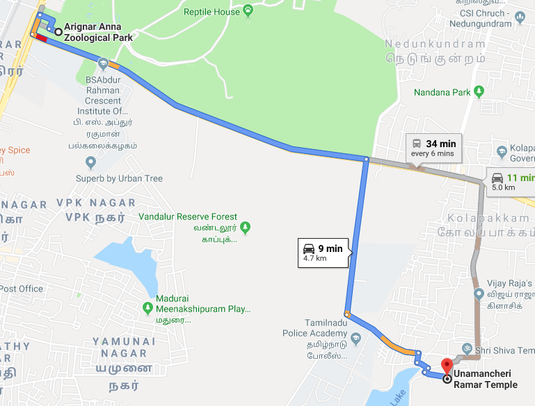 Unamancheri Ramar temple near Vandalur Zoo