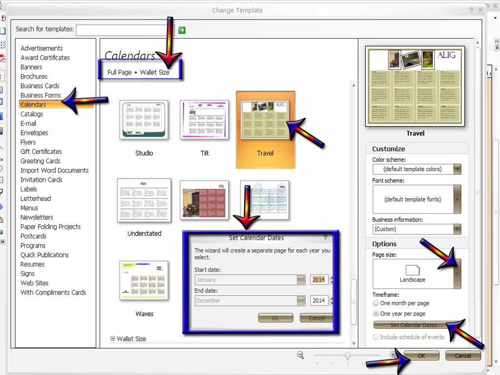 Cara membuat kalender atau Calendars di Microsoft Office Publisher - Antelu