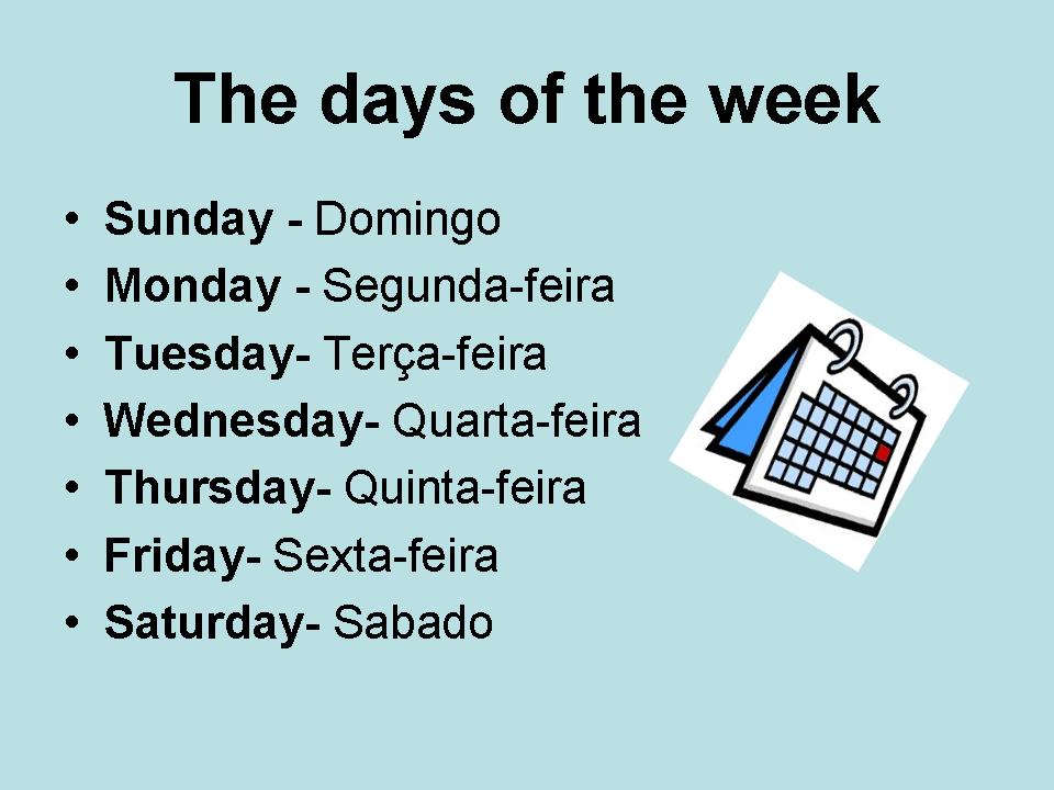 Learning English: Days of the week and Months of the year
