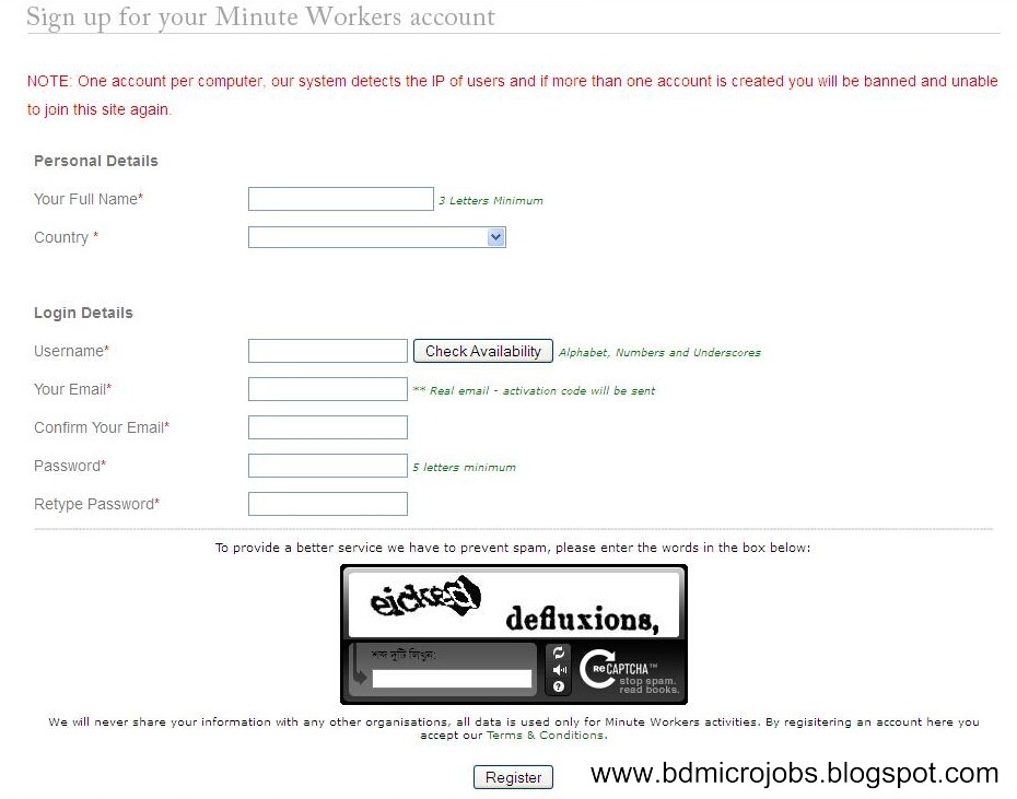 MinuteWorkers:Sign up । Earn money by just sign up.