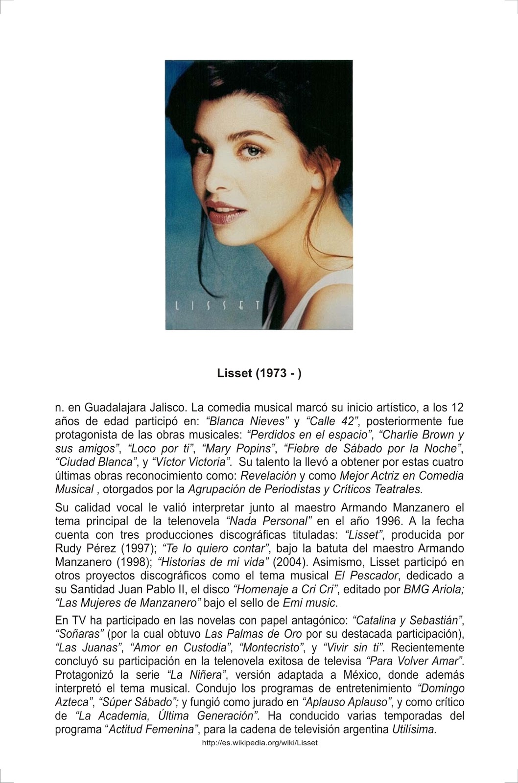 DE JALISCO PARA EL MUNDO: Lisset, actriz, cantante y conductora de ...