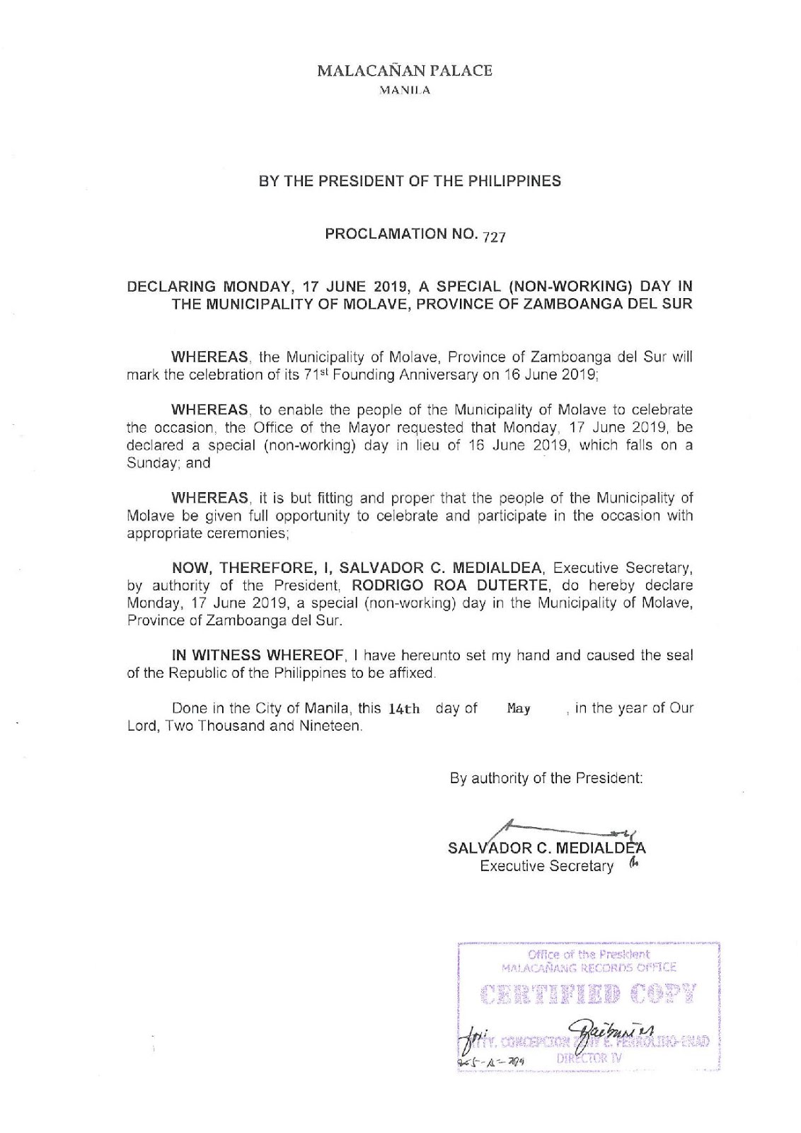 Philippine Holidays: Special (Non-Working) Day in Molave, Zamboanga del ...