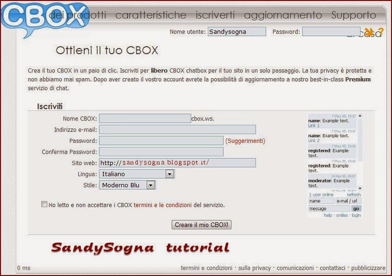 SandySogna: Tutorial Come inserire una Cbox