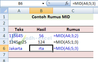 Cara Memakai Rumus Mid Untuk Mengambil Huruf Tertentu Dalam Excel ...