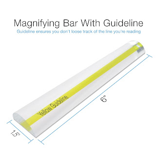 2X Bar Magnifier with Color Guiding Line for Reading #606 ~ Bar Magnifier