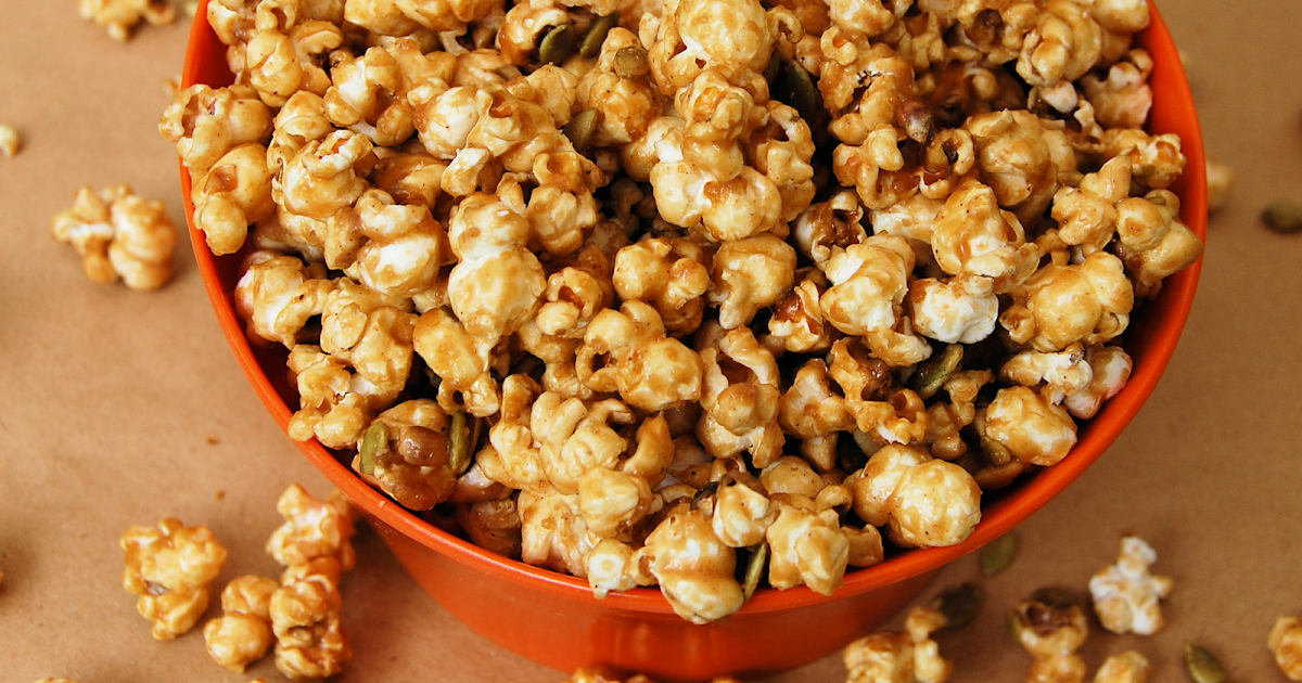 Pumpkin Spice Caramel Popcorn and Pepitas